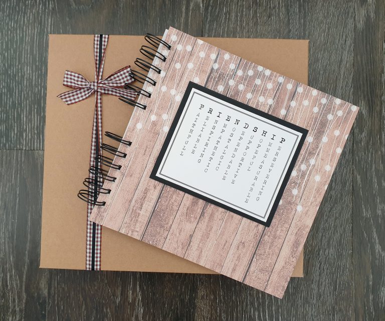 Gift for friend, handmade memory book, 8" x 8" scrapbook in gift box ...