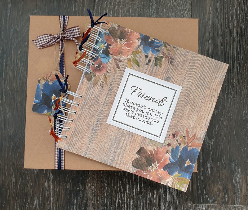 Friends gift, handmade memory book, 8" x 8" scrapbook in gift box ...