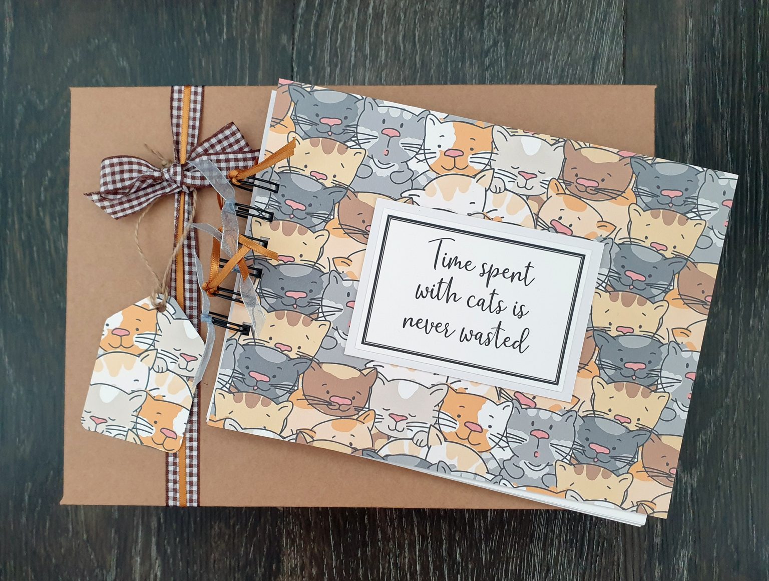 Cat lover memory book gift, 8"x6" scrapbook in gift box - Keep It In A Frame